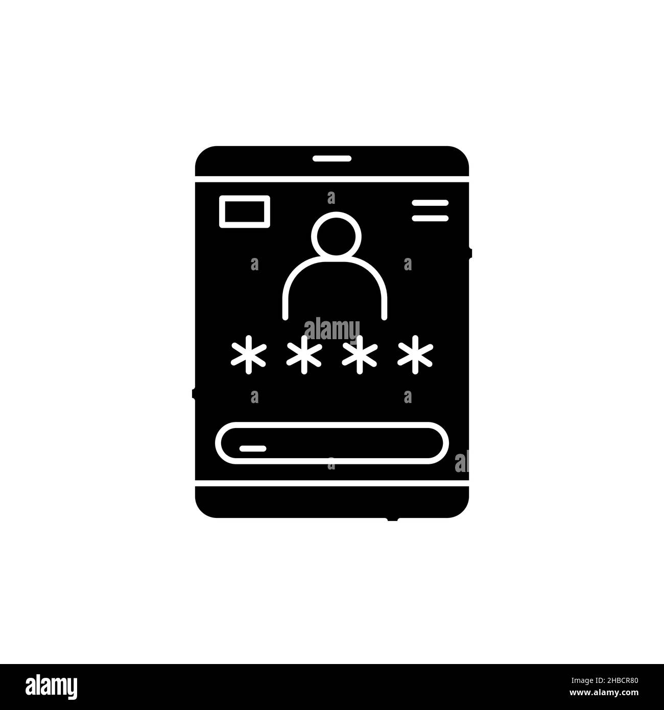 Password on tablet color line icon. Isolated vector element. Outline ...