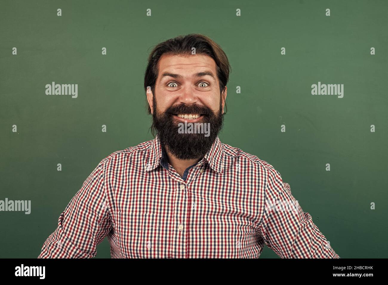 cheerful guy with beard has nice smile, happiness Stock Photo - Alamy