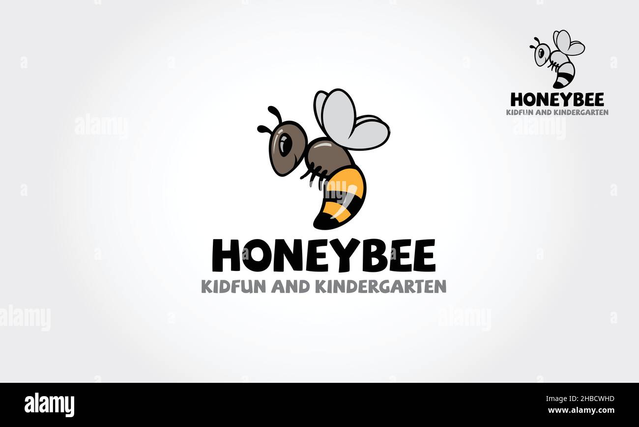 Honey Bee Kidfun And Kindergarten Vector Logo Template. Honey isolated ...