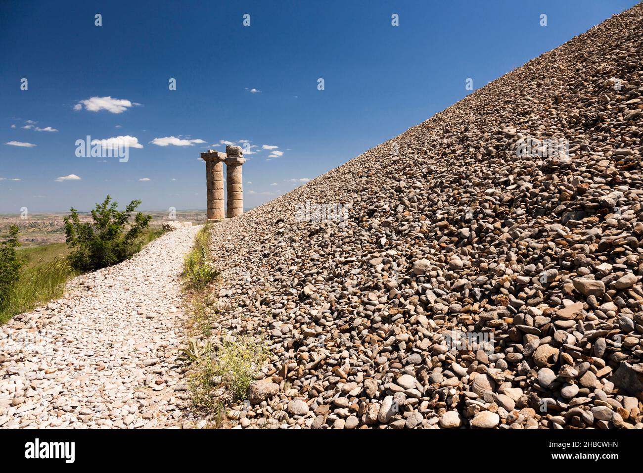 Karakus Tumulus, columns, one has animal statue, royal tomb of ...