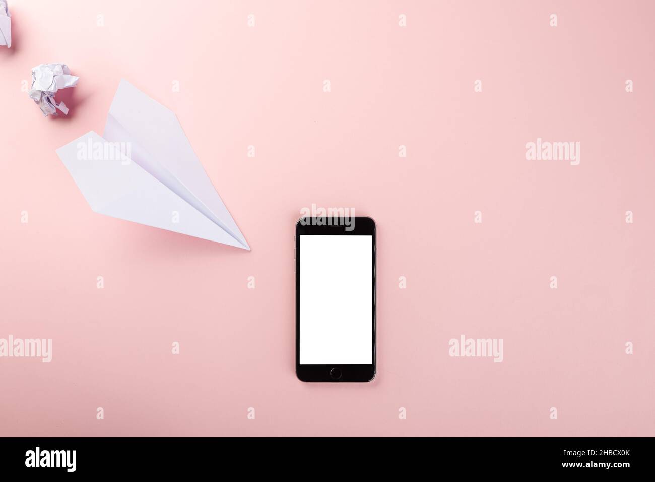 Paper plane letter document message. Top view mock up design of ...