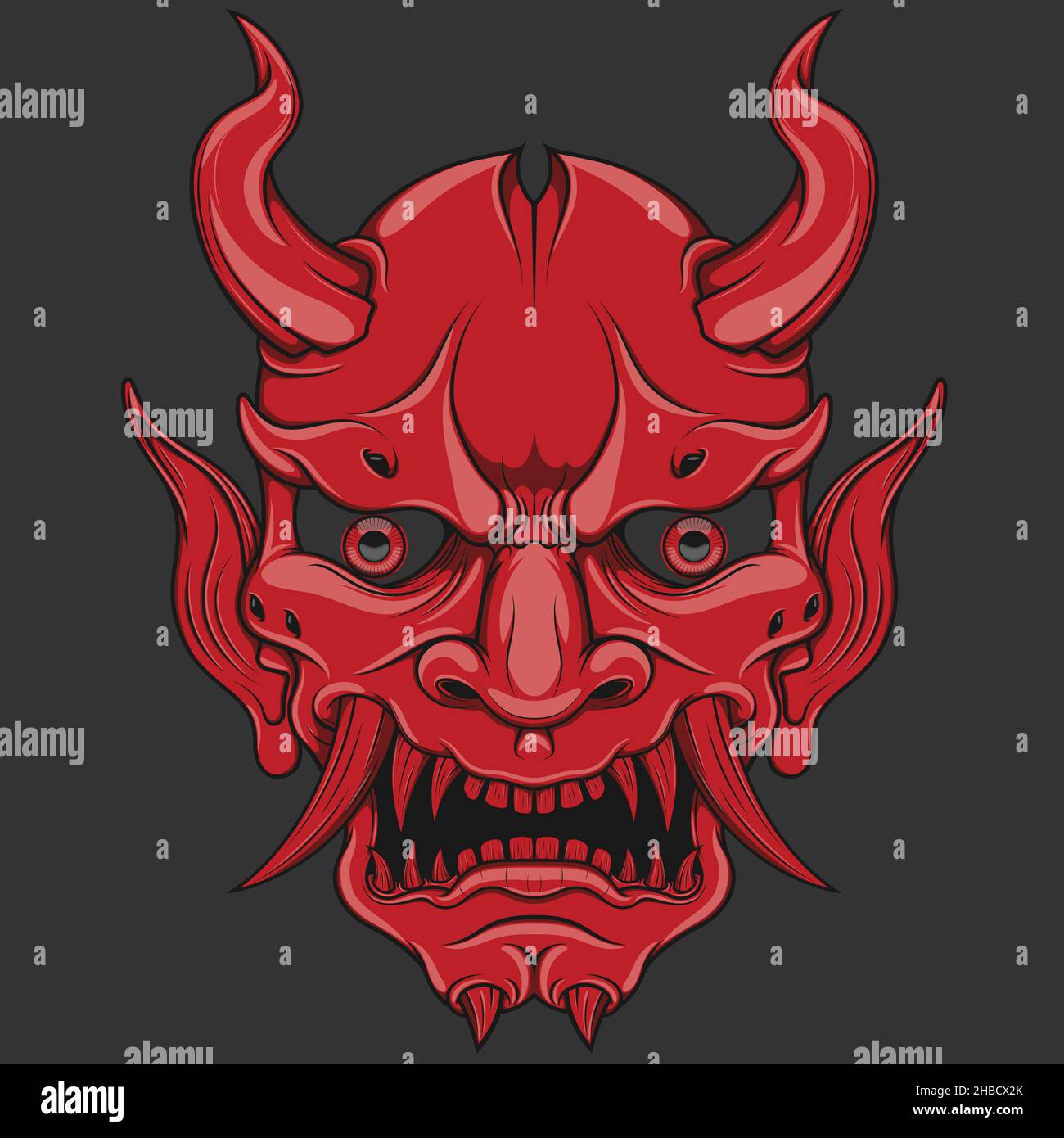 Vector illustration Hannya kabuki mask, Japanese Oni Demon Stock Vector ...