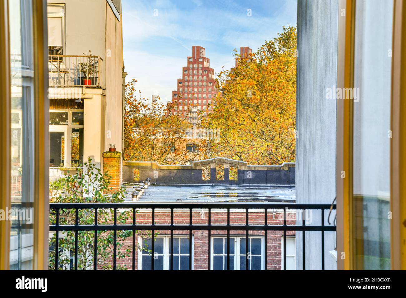 Balcony of a beautiful house in the daytime Stock Photo - Alamy