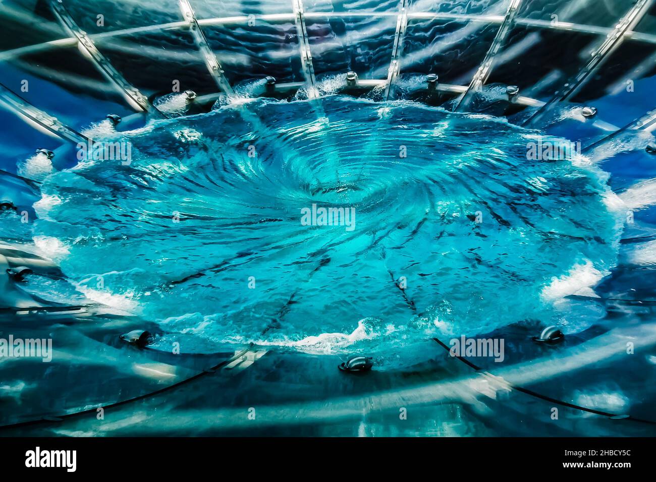 Whirl pool created in a huge funnel, Marina Bay Sands, Singapore Stock ...