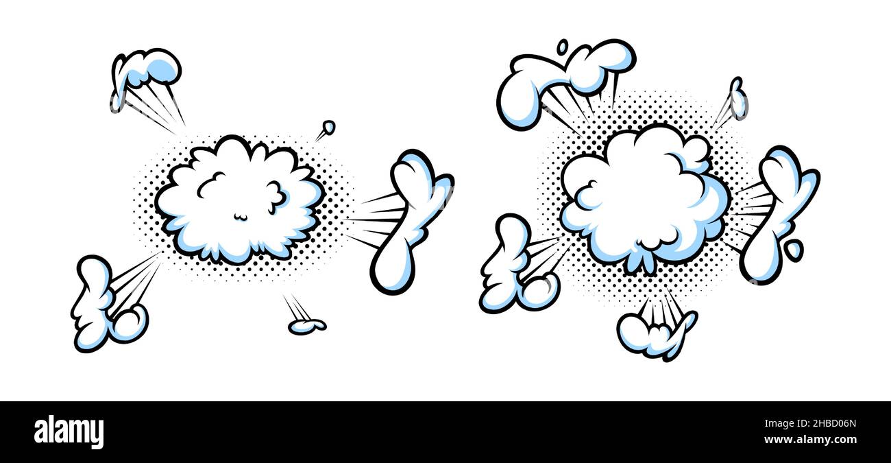 Surprising boom clouds for sales and promotions. Puff and pow smoke ...