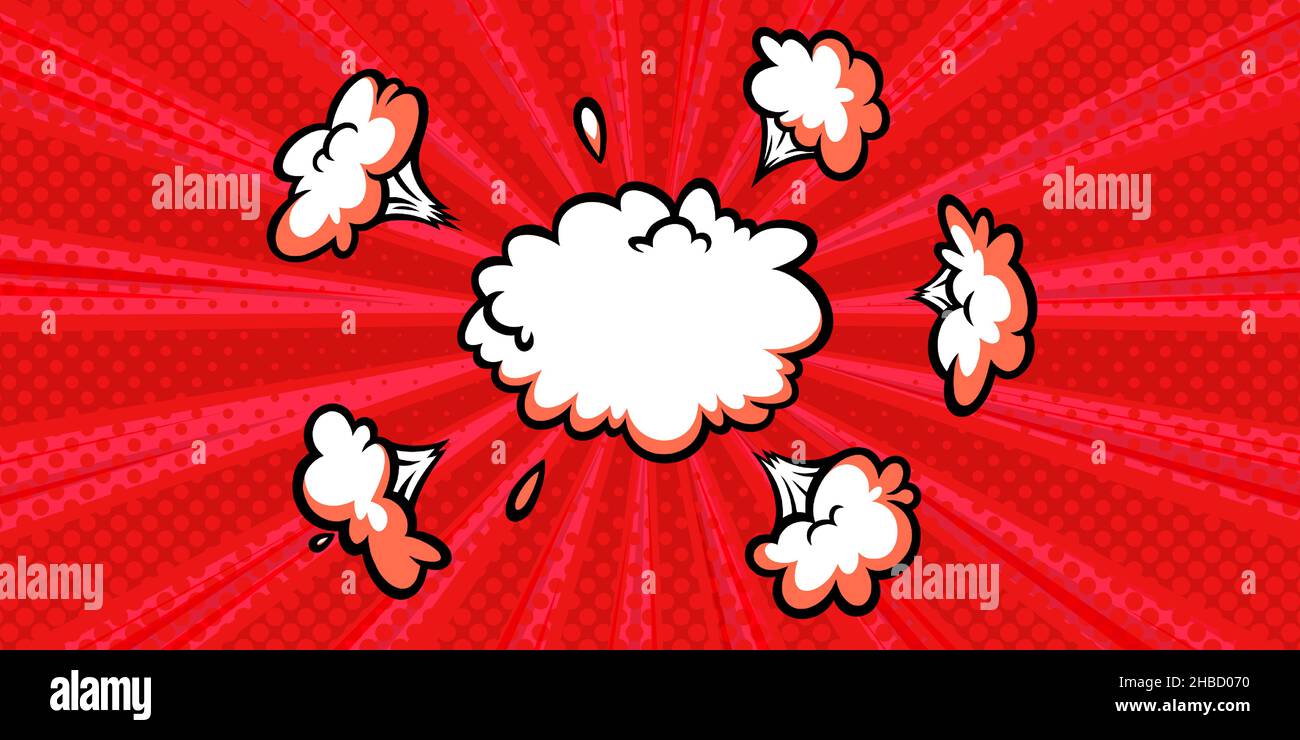 Surprising boom cloud in halftone background for sales and promotions ...