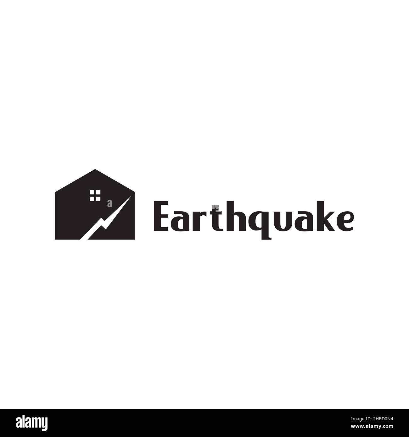 minimalist home with crack earthquake logo design vector graphic symbol ...
