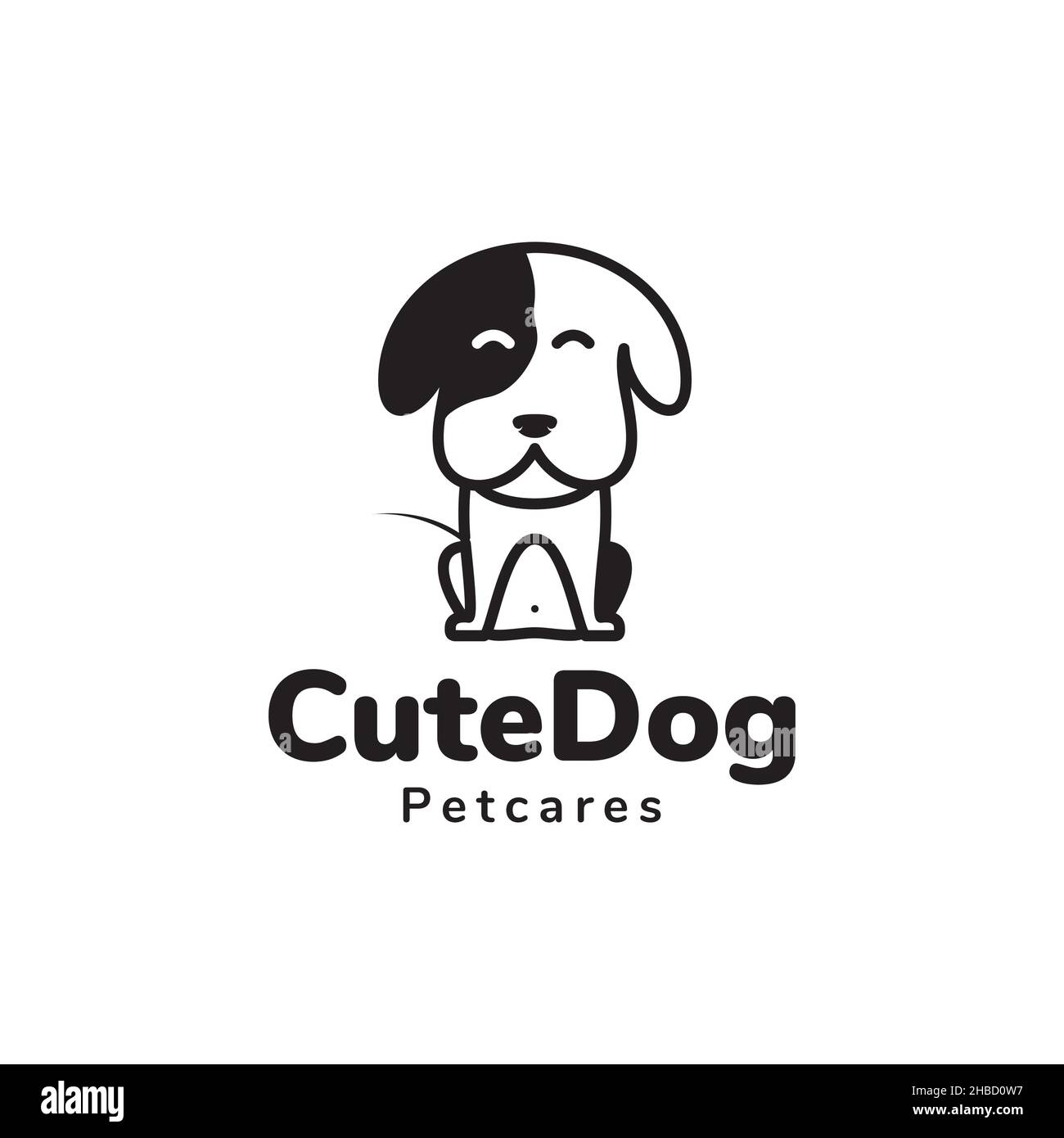 cute dog stand waiting owner logo design vector graphic symbol icon ...