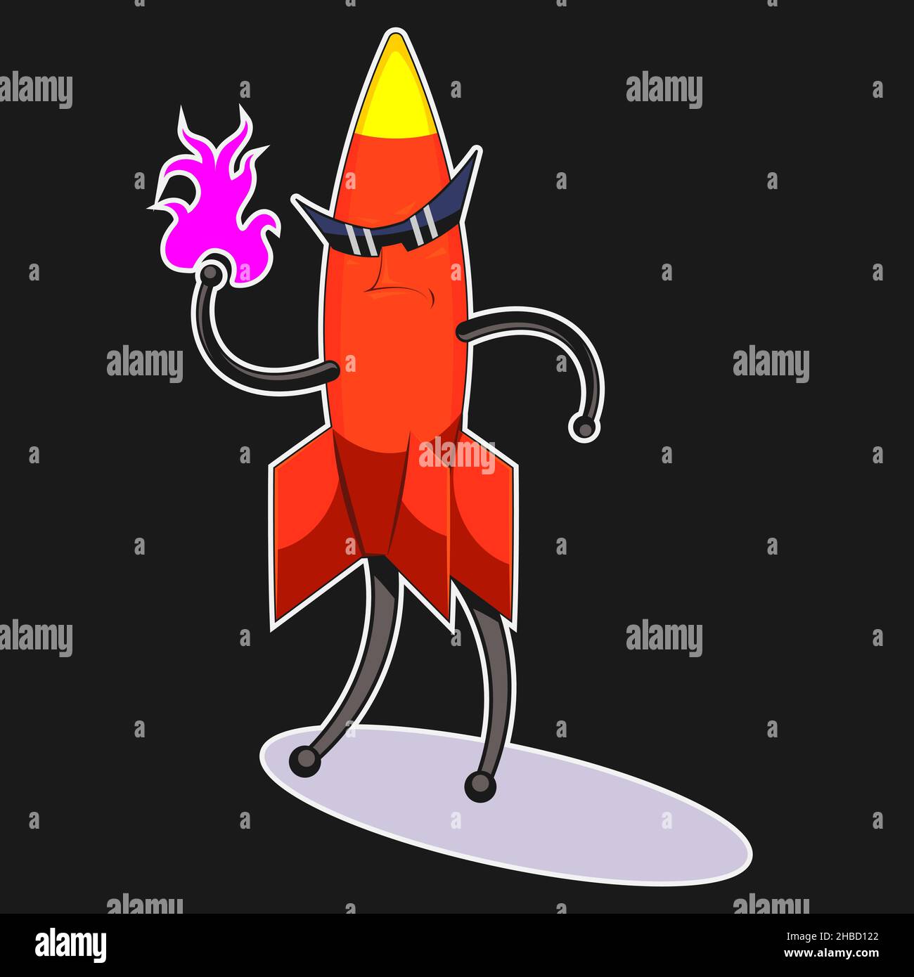 rocket character with glasses on a dark background energy in mechanical ...