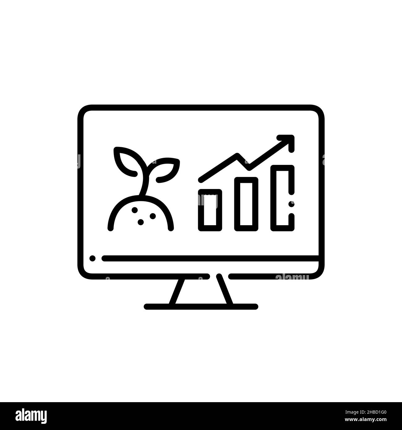 Plant and soil infographic on a laptop. Pixel perfect, editable stroke ...