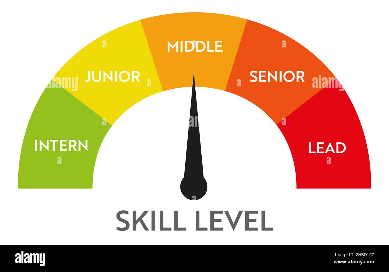 Skill level meter indicator. Business vector chat infographic ...