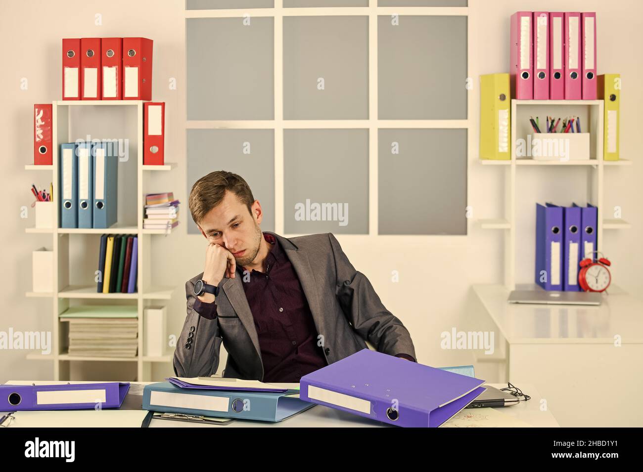 Man formal suit work office financial analyst economy crisis management ...