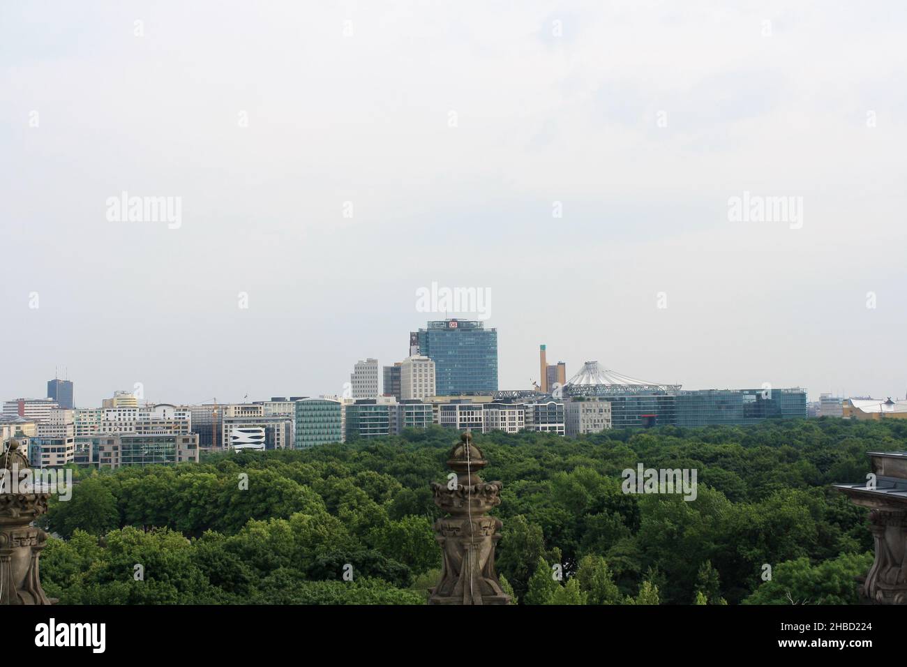Berlin cityscape in summer with Deutsche Bahn building, Sony Center and ...