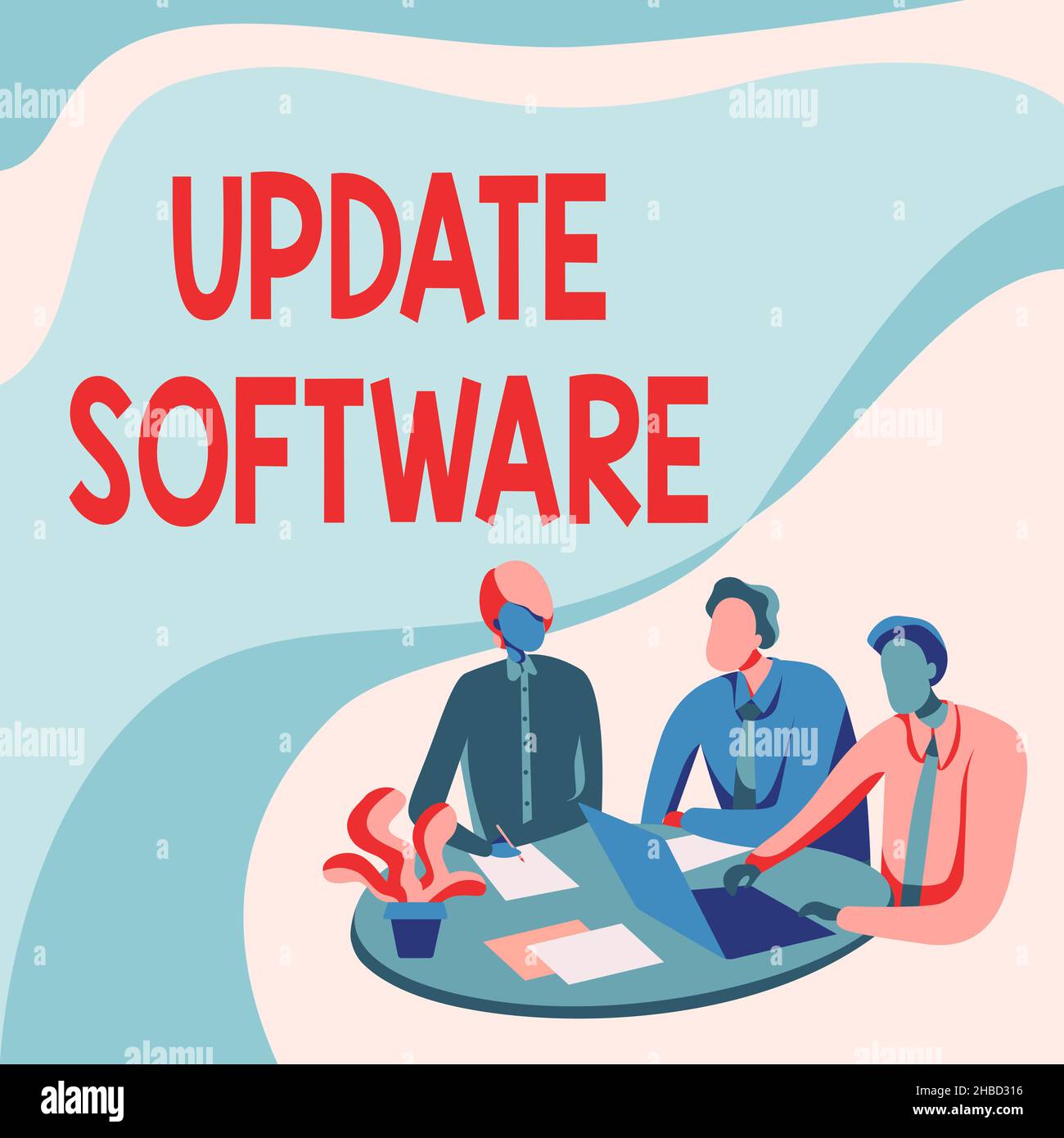 Writing displaying text Update Software. Concept meaning replacing program with a newer version ...