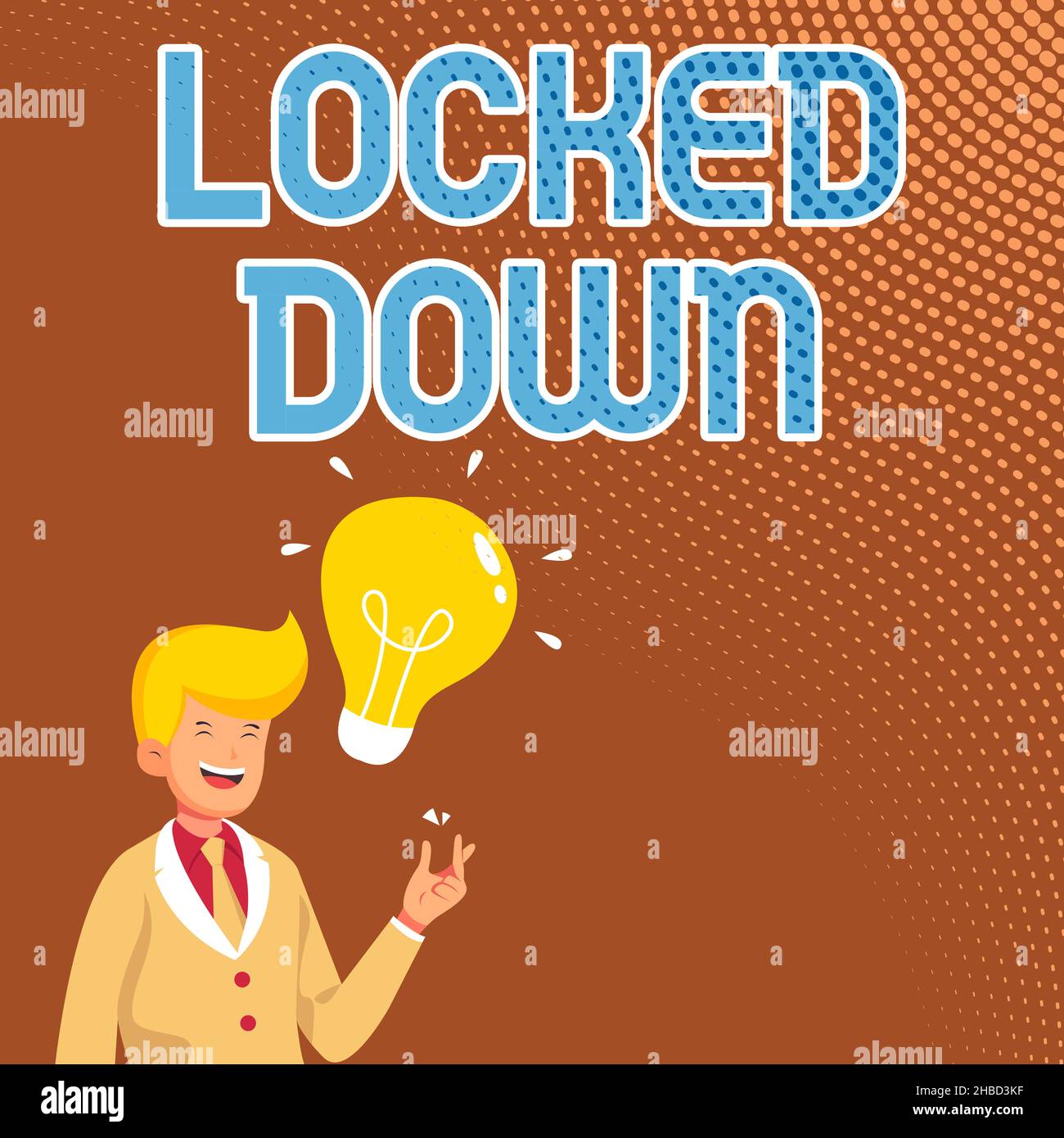 Sign displaying Locked Down. Concept meaning emergency measure which ...