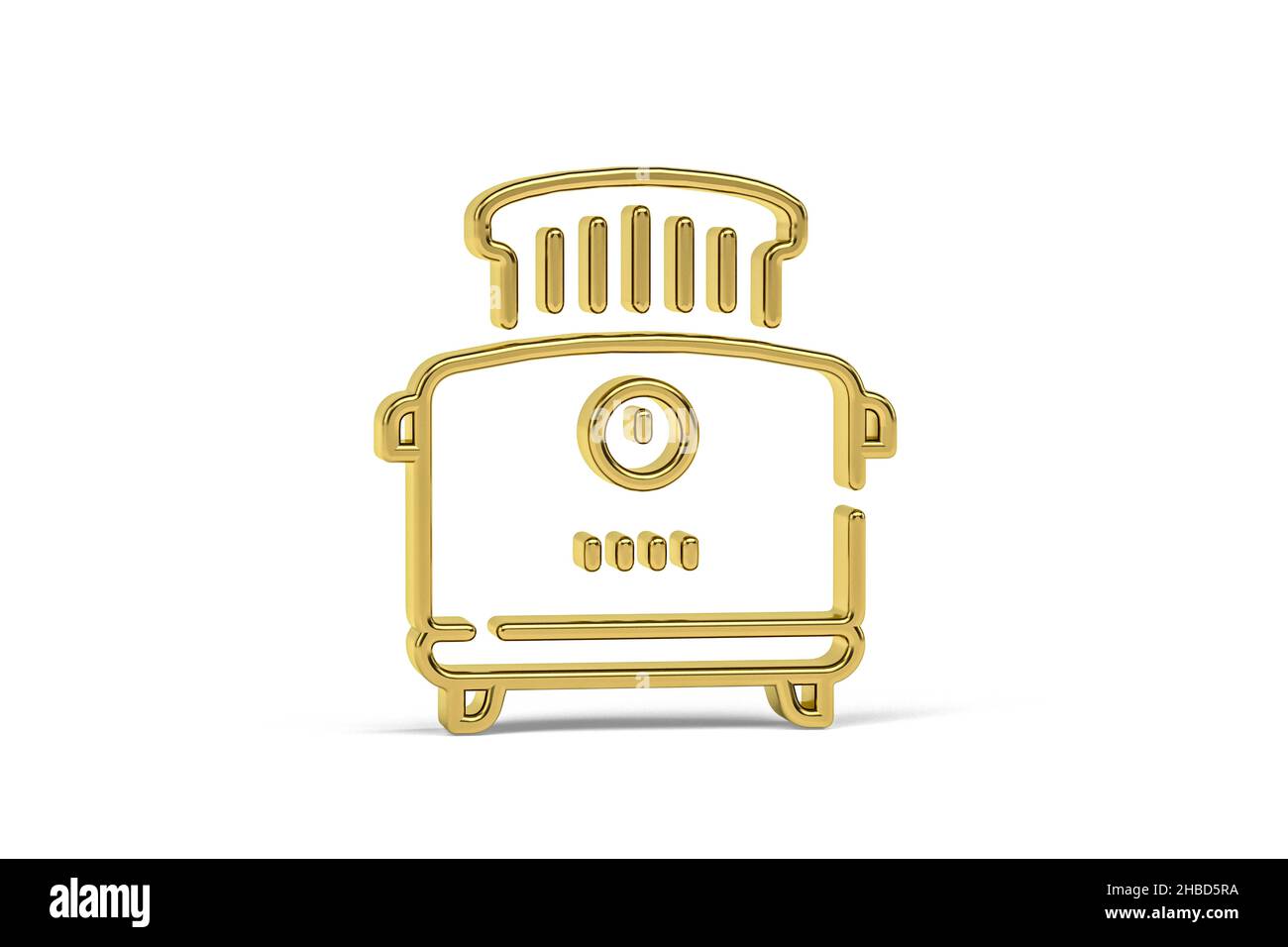 Golden 3d toaster icon isolated on white background - 3d render Stock Photo - Alamy