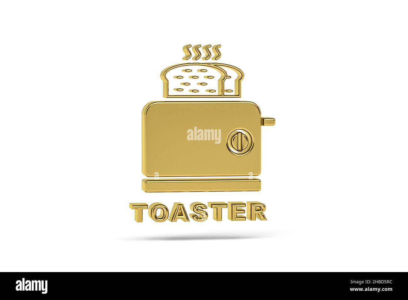 Golden 3d toaster icon isolated on white background - 3d render Stock Photo - Alamy