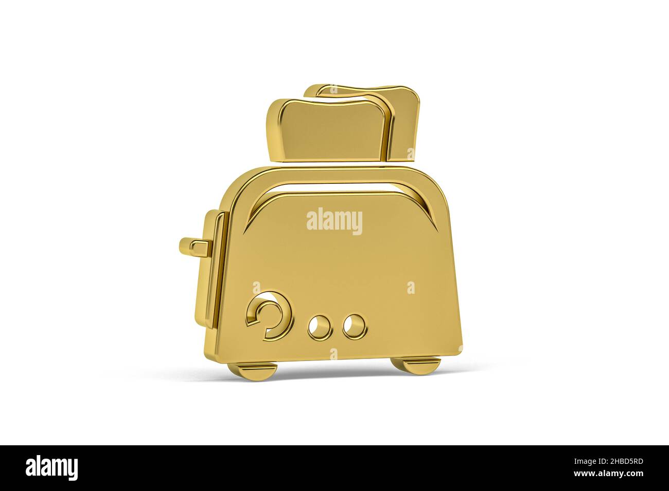 Golden 3d toaster icon isolated on white background - 3d render Stock ...