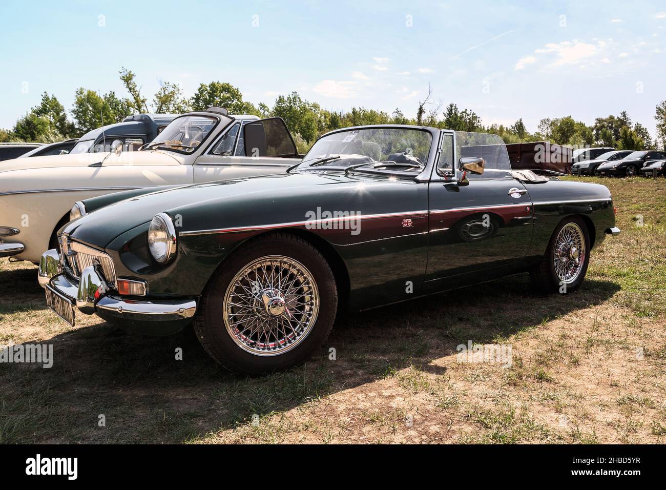 GIVERNY, FRANCE - AUGUST 31, 2019: This is a retro car convertible MG ...