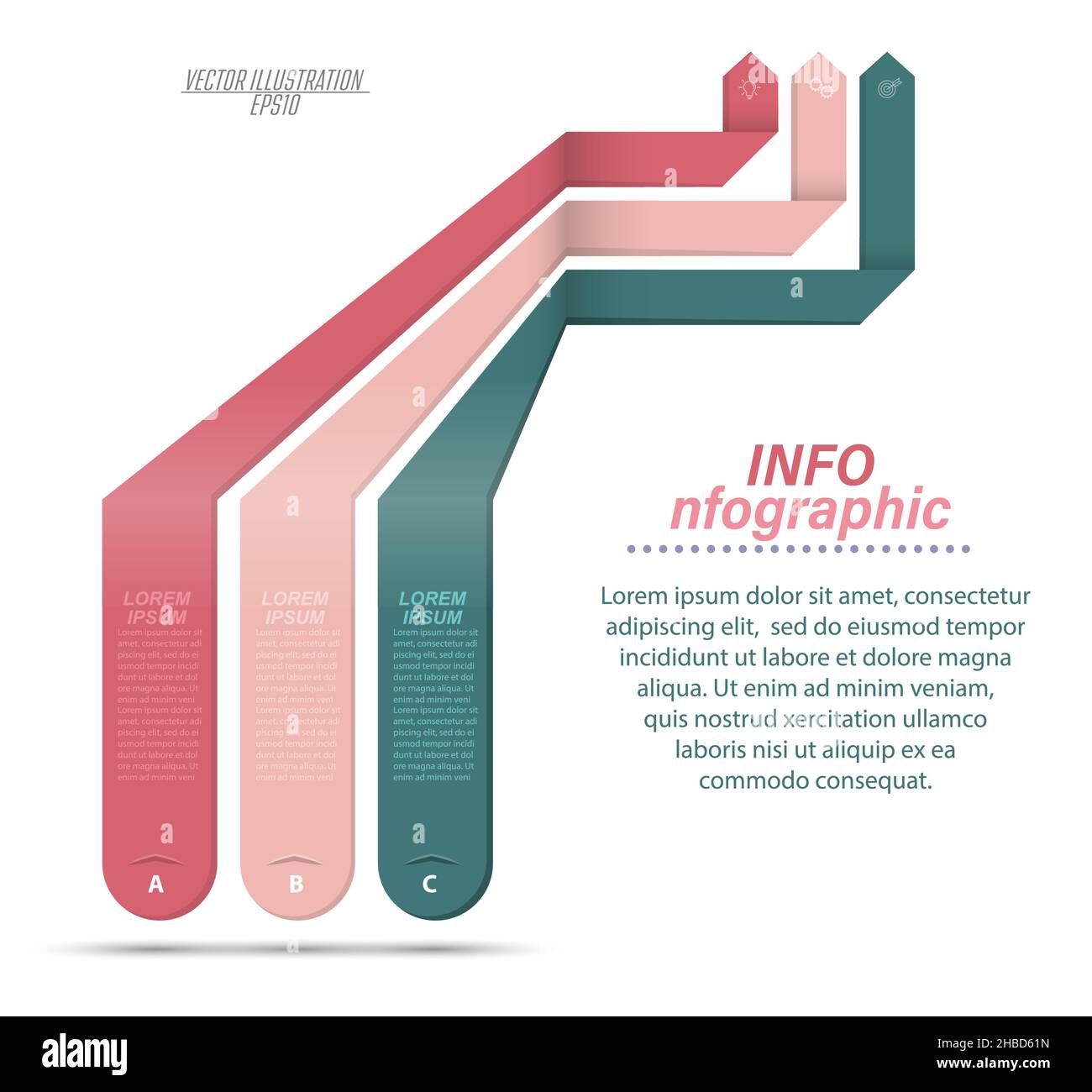 infographics with pictograms. Template of 3 stages of business ...