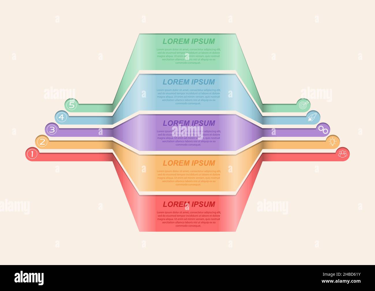 Infographics with pictograms. Template of 5 stages of business ...