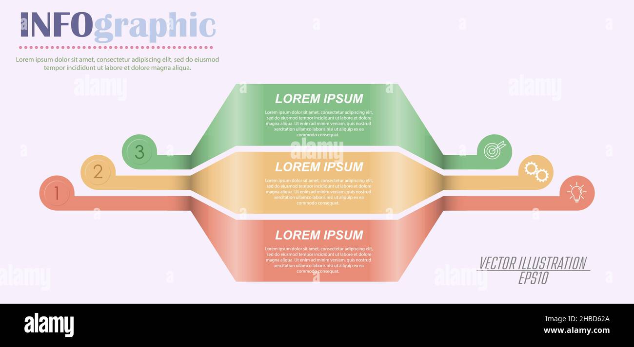 Infographics with pictograms. Template of 3 stages of business ...