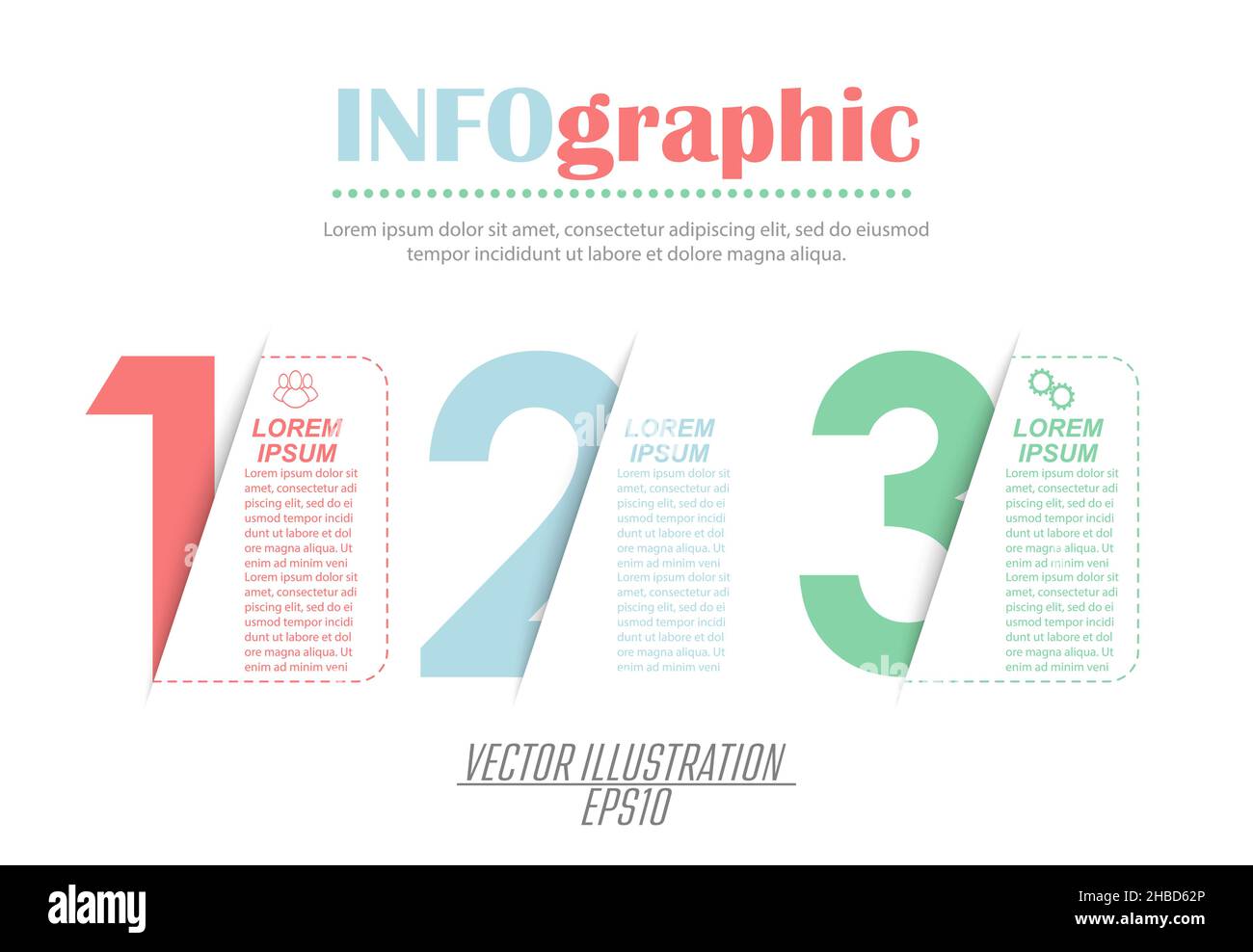 infographics with pictograms. Template of 3 stages of business ...