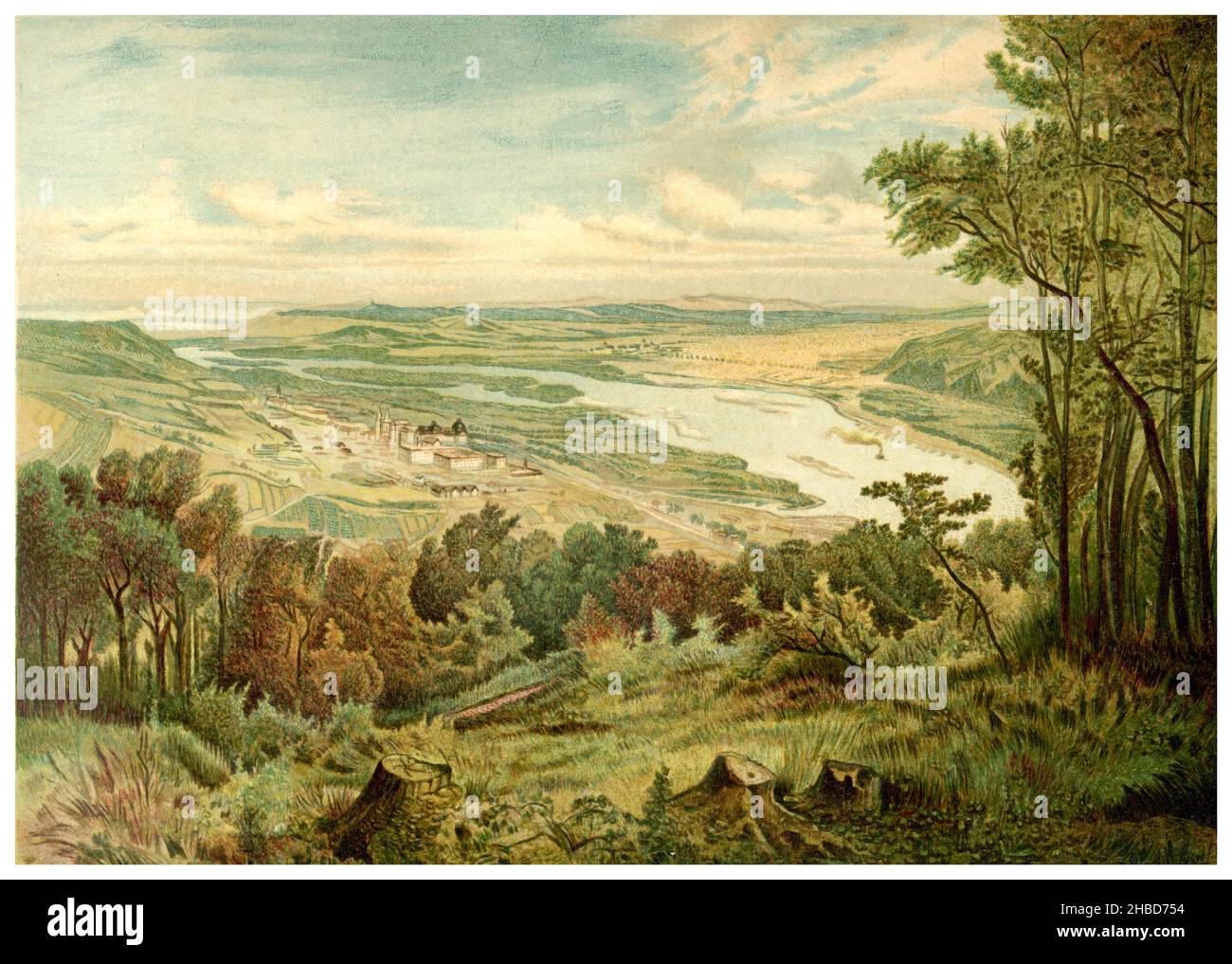 Danube near Vienna , (geography book, 1887), Donau bei Wien Stock Photo ...