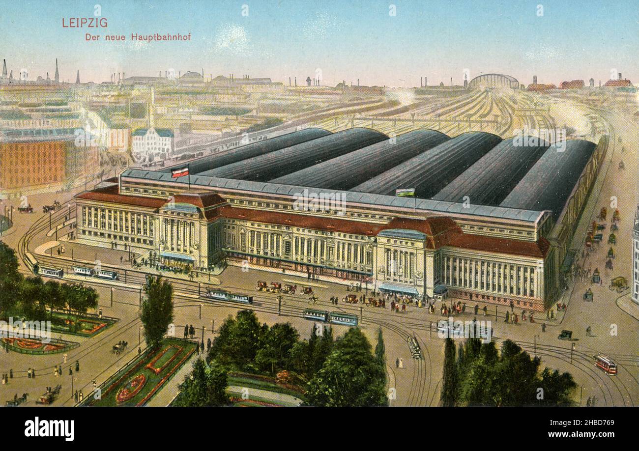 Leipzig: The new main station , (, um 1910), Leipzig: Der neue ...