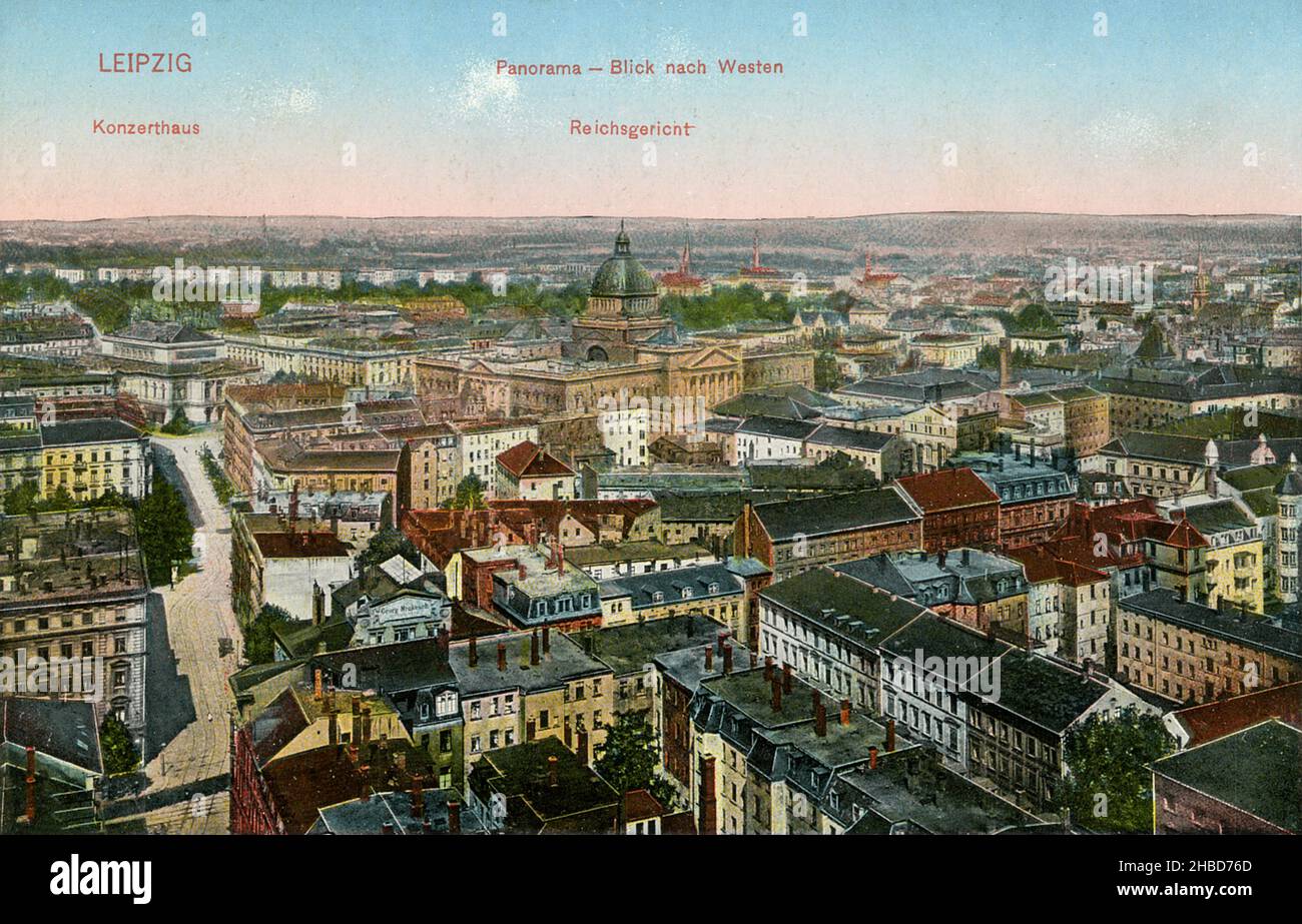 Leipzig: Panorama, view to the west, with concert hall and imperial ...