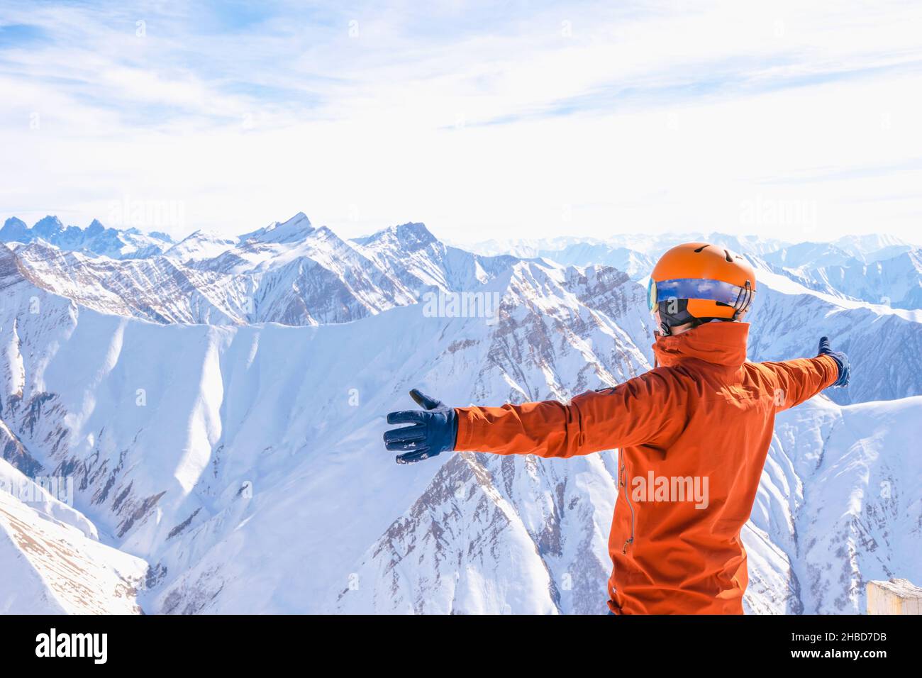 Person in red jacket hi-res stock photography and images - Alamy