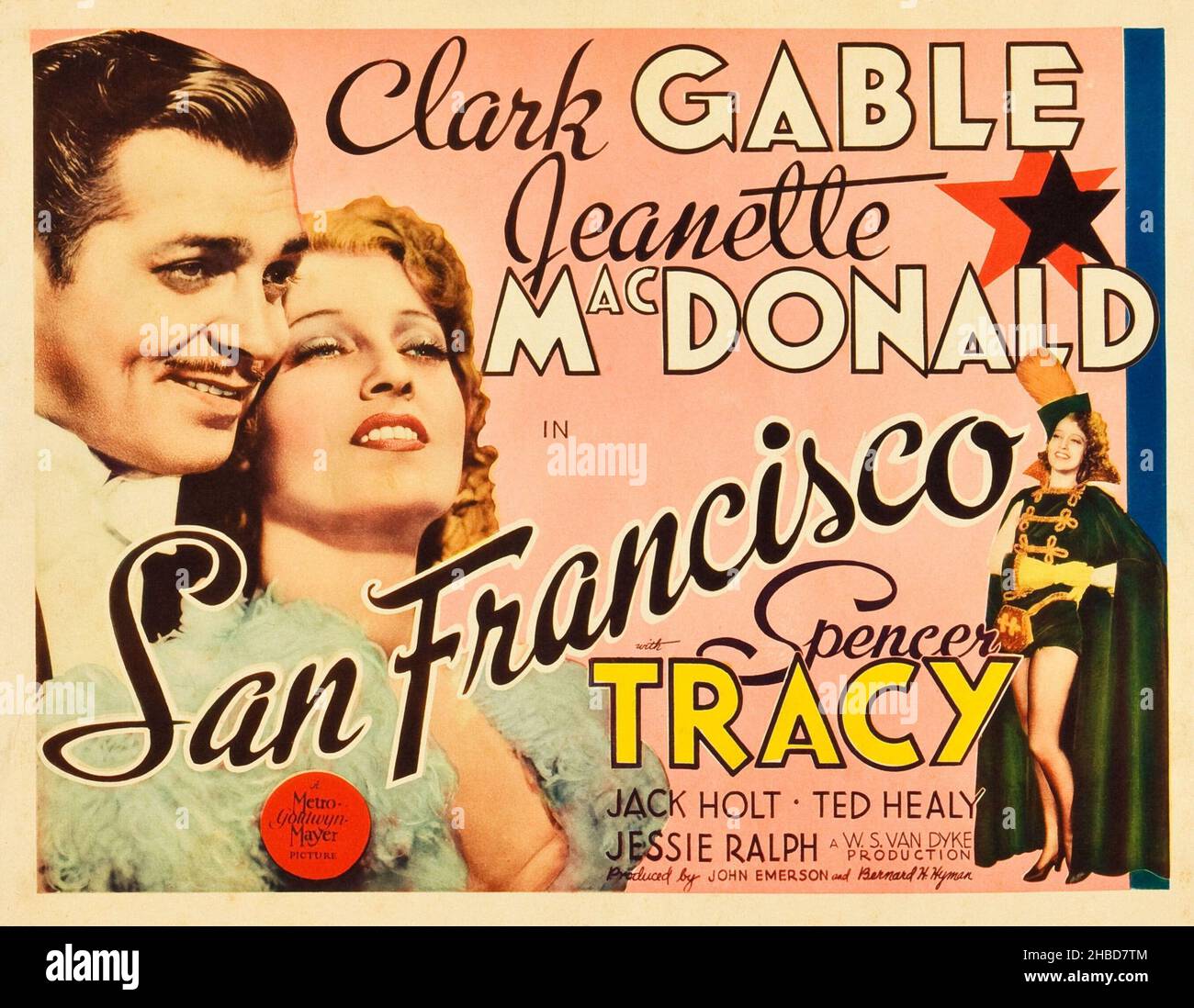 CLARK GABLE and JEANETTE MACDONALD in SAN FRANCISCO (1936), directed by W. S. VAN DYKE. Credit ...