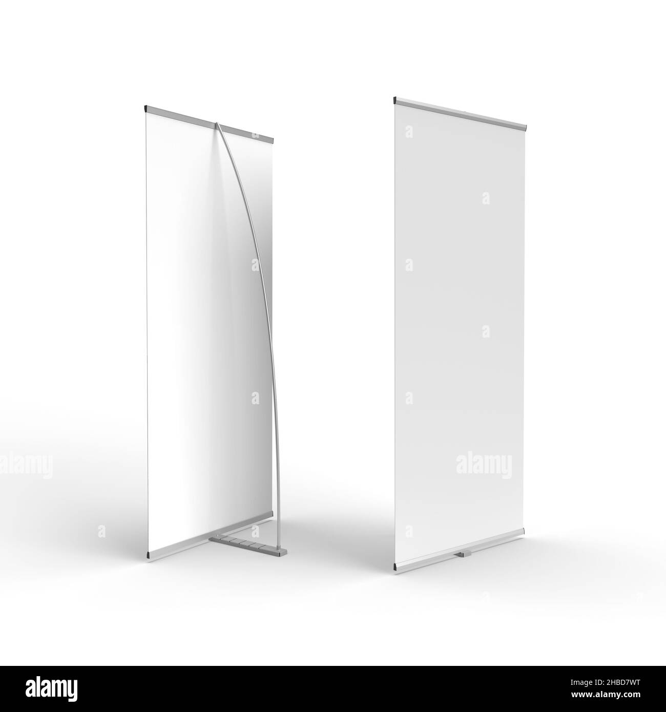 Front and Back view of a Brandable Banner Stand with a black skin ...