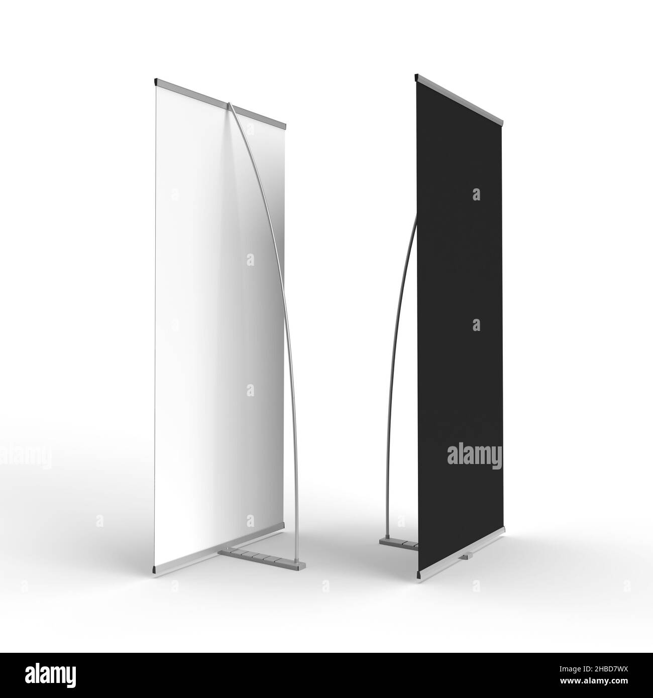 Front and Back view of a Brandable Banner Stand with a black skin ...