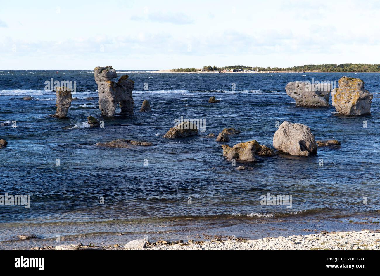 Gotland, Sweden. Famous limestones rauks by the Baltic Sea. Ancient ...