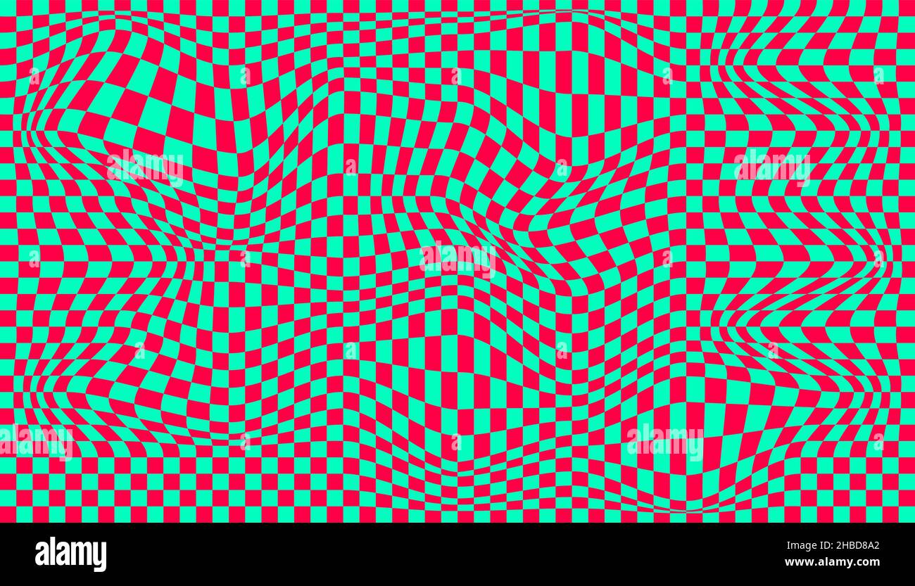 Distorted surface. Chess background with distortion. Optical illusion ...