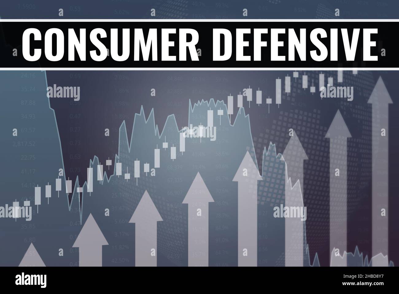 Financial market sector Consumer defensive on blue and gray finance ...