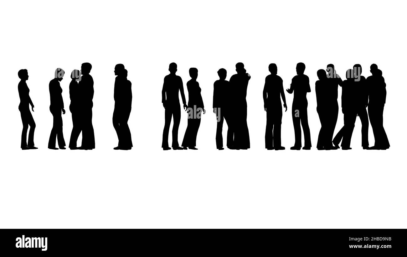 People Standing In Line Silhouette