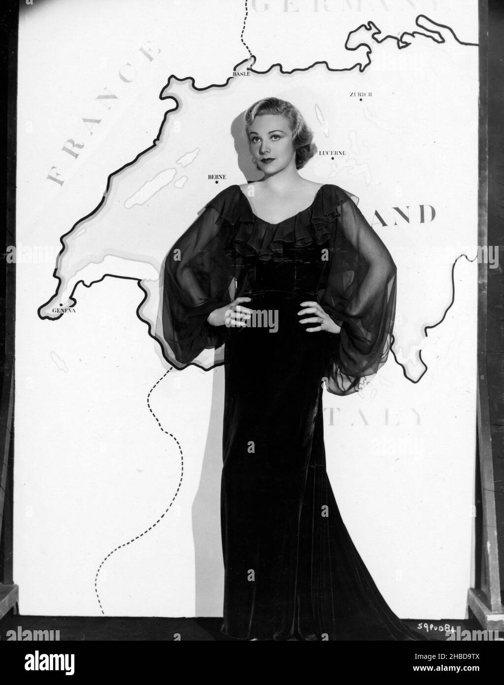 MADELEINE CARROLL in SECRET AGENT (1936), directed by ALFRED HITCHCOCK. Credit: GAUMONT-BRITISH ...