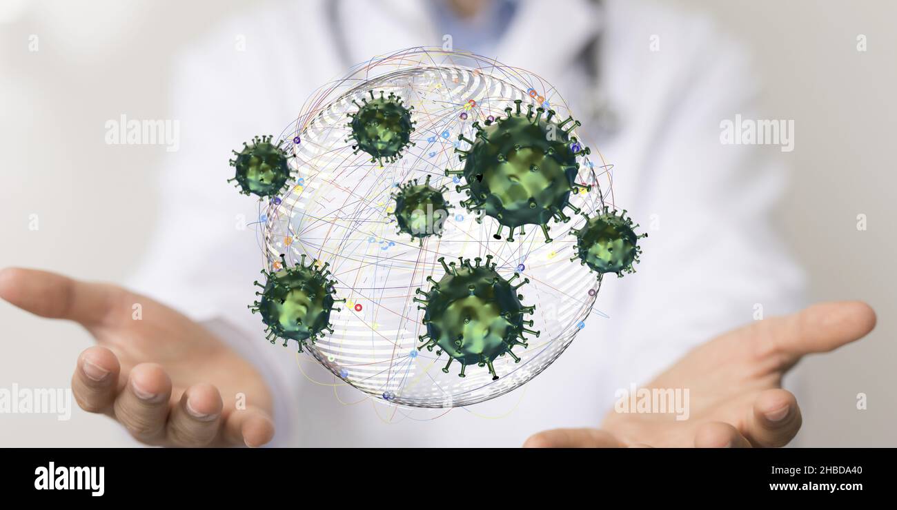 A 3D rendering of the viruses on a man background Stock Photo - Alamy