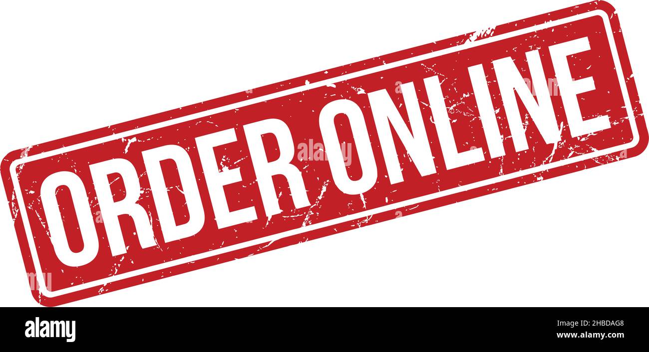 Order Online Rubber Stamp. Red Order Online Rubber Grunge Stamp Seal ...