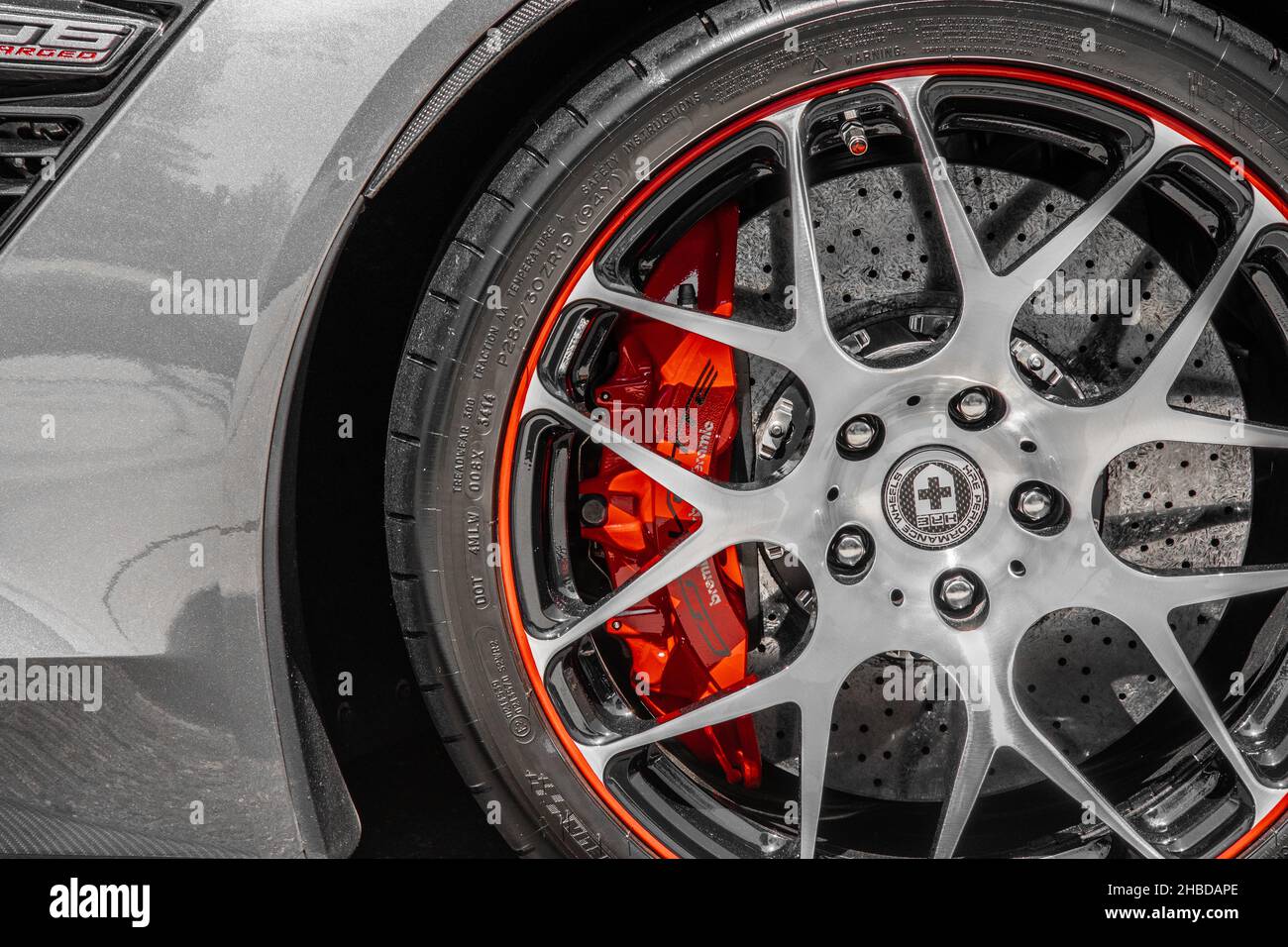PHILADELPHIA, UNITED STATES - Oct 20, 2021: A corvette mag wheel with ...