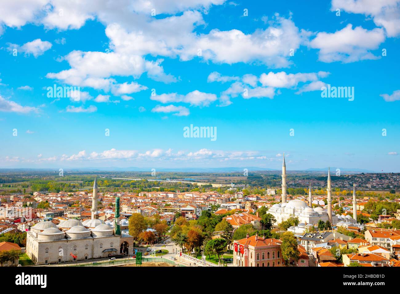 Edirne view. cityscape of Edirne from minaret of Selimiye Mosque. Old ...