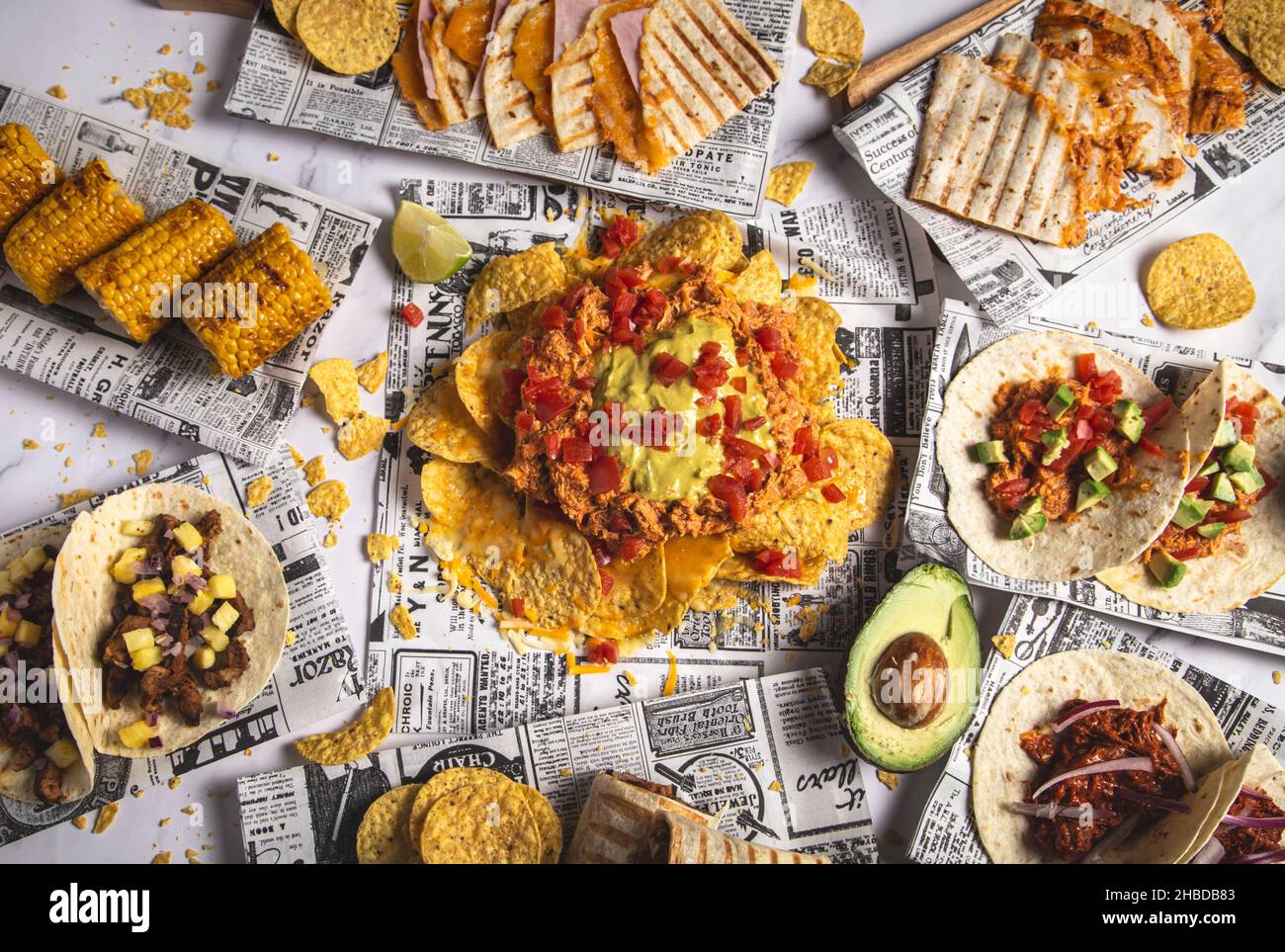 Photo above of a selection of many Mexican tapas, including tacos ...