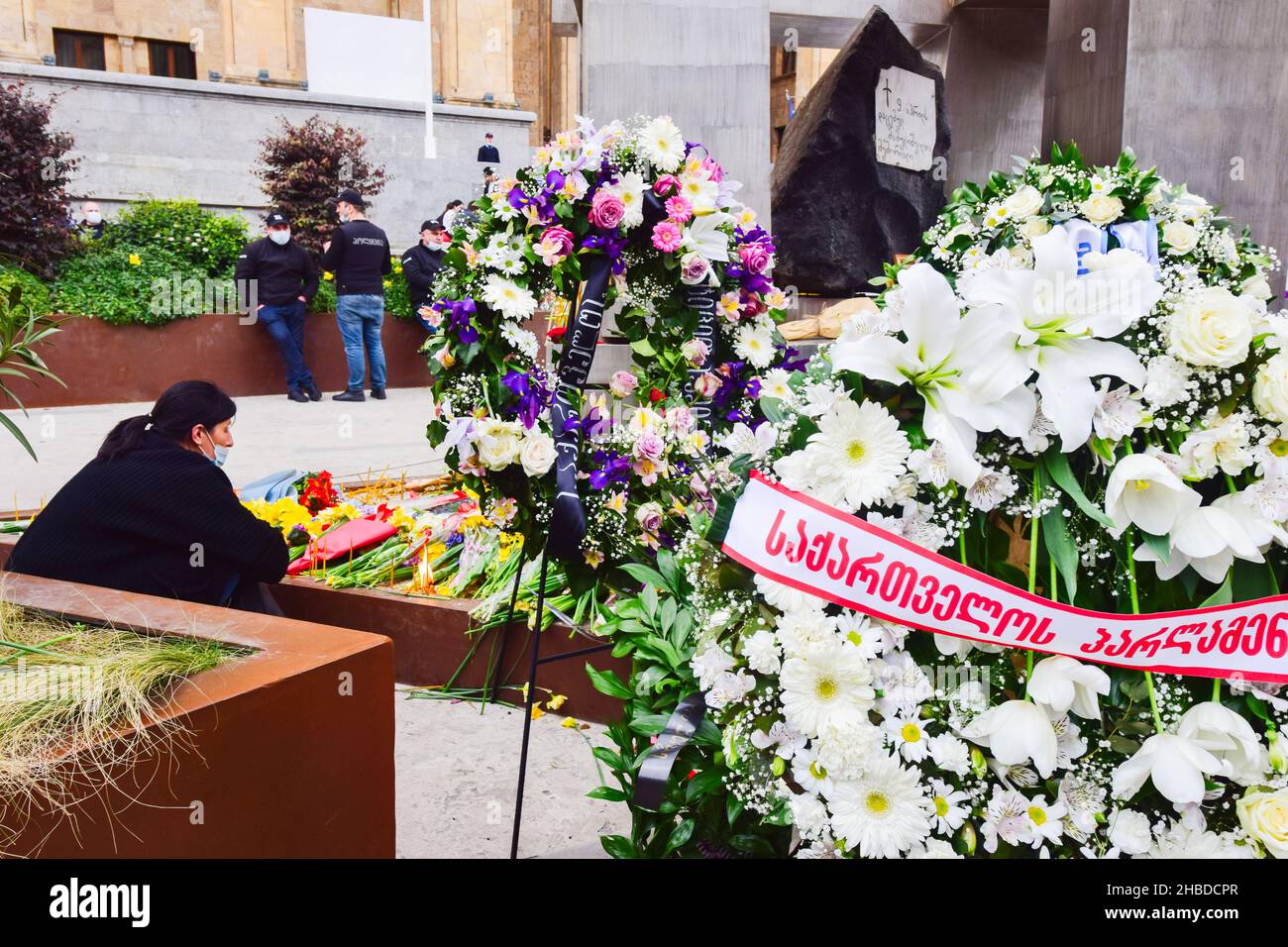 Tbilisi, Georgia - 9th april, 2021: Person express solidarity in ...