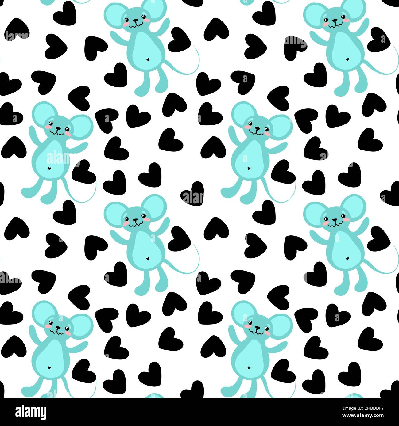 Seamless kids cartoon pattern on white background Stock Photo - Alamy