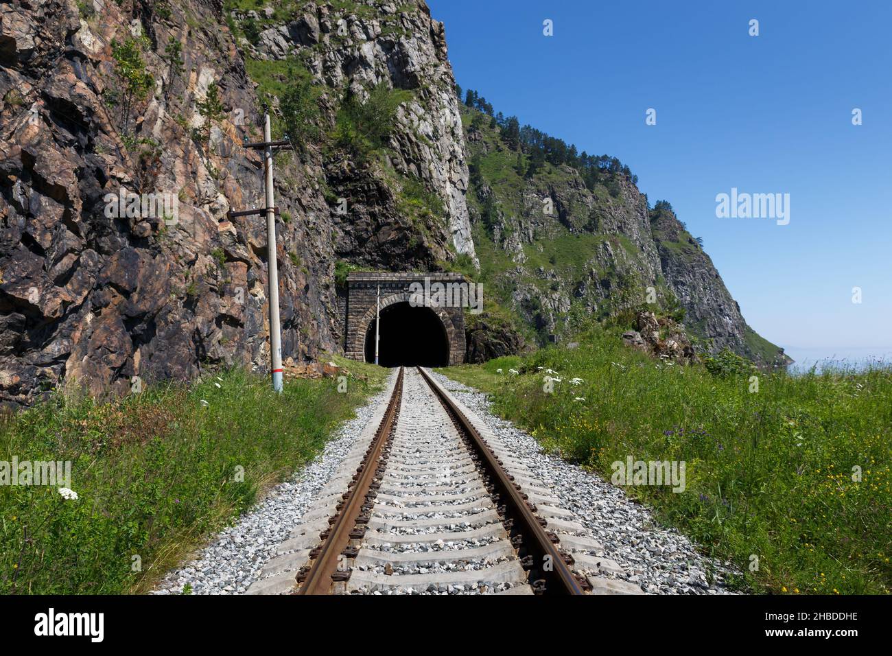 Circum-Baikal Railway. Old railroad tunnel number 36 on the railway ...