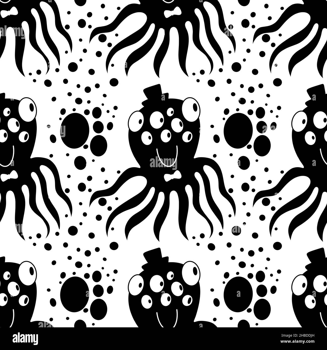 Seamless kids cartoon pattern on white background Stock Photo - Alamy