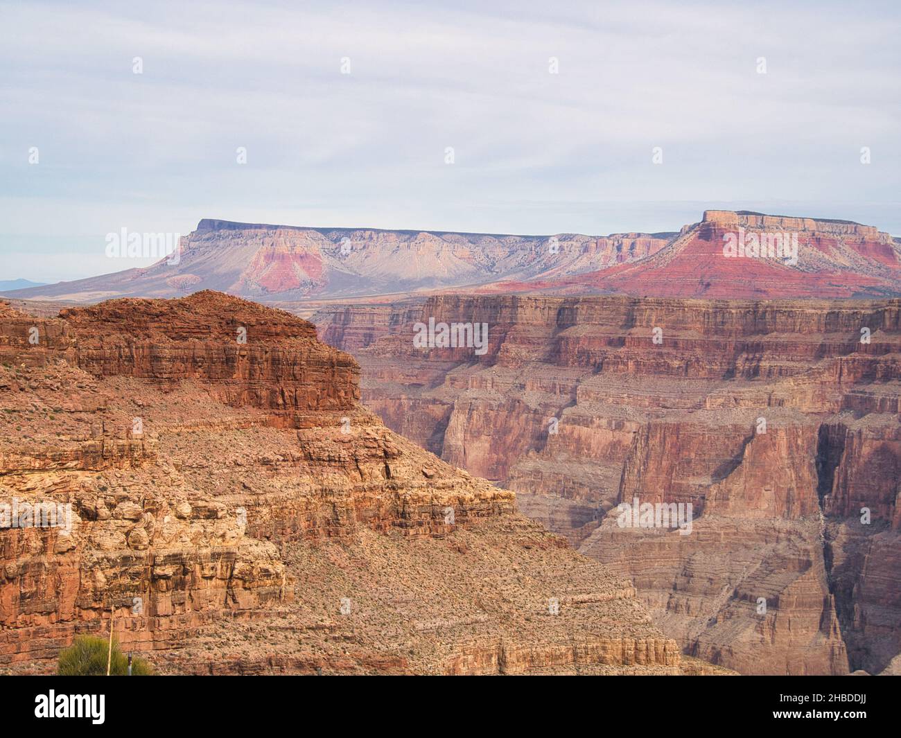 A landscape of Eagle Point at Grand Canyon under a cloudy sky in ...