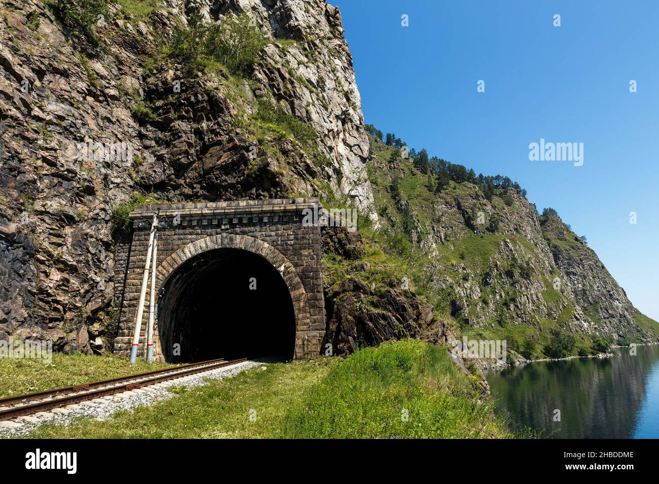 Circum-Baikal Railway. Old railroad tunnel number 36 on the railway ...